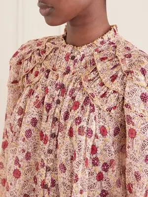 MARANT ETOILE Christa Ruffled Printed Cotton Blouse - Multi