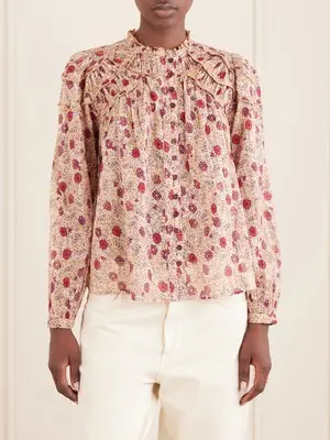 MARANT ETOILE Christa Ruffled Printed Cotton Blouse - Multi