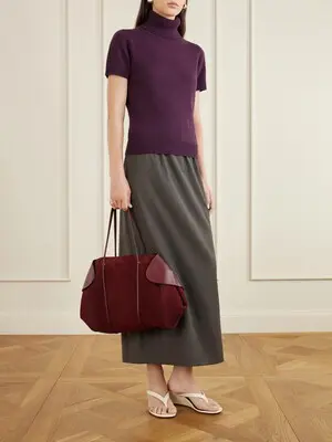 NEOUS Berenices Suede And Leather Tote - Burgundy