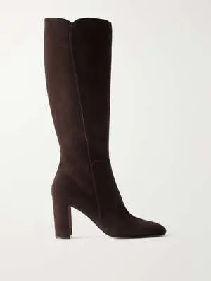 GIANVITO ROSSI 85 Suede Knee-high Boots - Chocolate