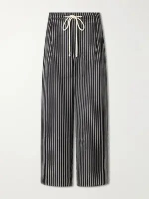 Maria Mcmanus Striped Habotai Wide-leg Pants - Black