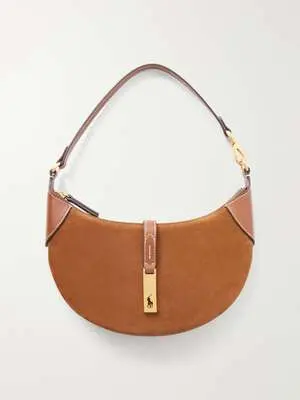 Polo Ralph Lauren Leather-trimmed Suede Shoulder Bag - Brown