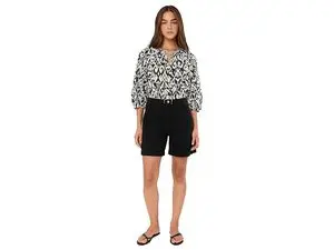 Vince Camuto Printed Lace-up Raglan Top - Black