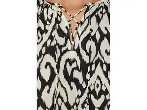 Vince Camuto Printed Lace-up Raglan Top - Black