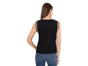 Vince Camuto Sleeveless Crewneck Tank With Scalloped Trim