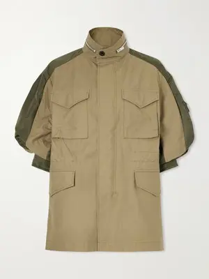 Sacai Cotton And Shell Jacket - Green