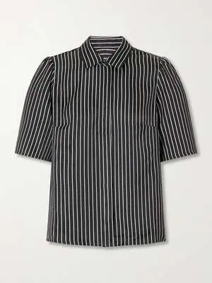 Maria Mcmanus Striped Habotai Blouse - Black