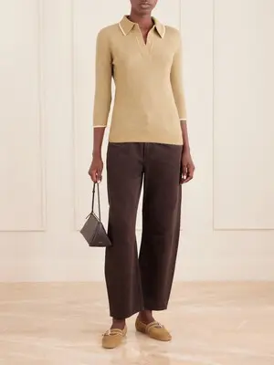 MARANT ETOILE Nathalie Ribbed-detail Wool-blend Knitted Polo