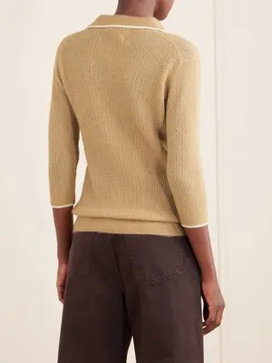 MARANT ETOILE Nathalie Ribbed-detail Wool-blend Knitted Polo