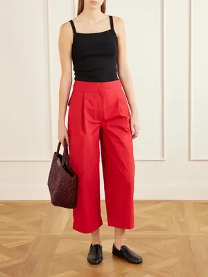 Proenza Schouler White Label Talla Cotton-blend Wide-leg Pants - Red