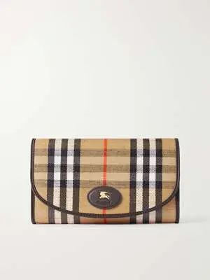 Burberry Leather-trimmed Checked Coated-canvas Clutch