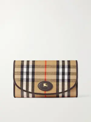 Burberry Leather-trimmed Checked Coated-canvas Clutch - Neutrals