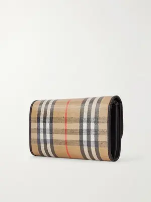 Burberry Leather-trimmed Checked Coated-canvas Clutch