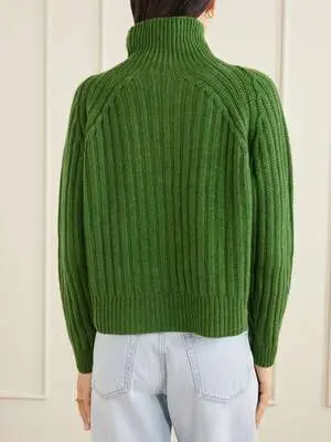 ALLUDE Ribbed Cashmere Turtleneck Sweater