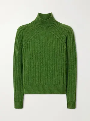 ALLUDE ALLUDE Ribbed Cashmere Turtleneck Sweater