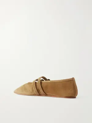 Le Monde Beryl Claudia Buckle-detail Suede Ballet Flats - Brown