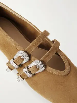 Le Monde Beryl Claudia Buckle-detail Suede Ballet Flats - Brown