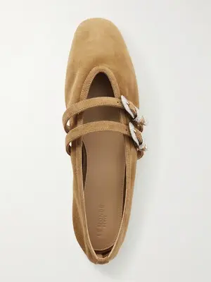 Le Monde Beryl Claudia Buckle-detail Suede Ballet Flats - Brown