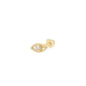 VANCHI 14k Solid Yellow Lab-grown Diamond Evil Eye Flat Back Stud