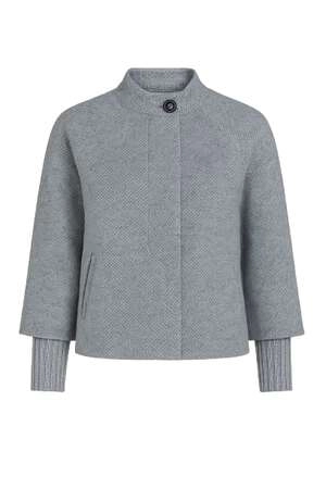 CONQUISTA Button Detail Jacket With Elasticated Cuffs - Grey