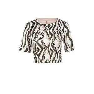 CONQUISTA Print Cropped Jacket - Green