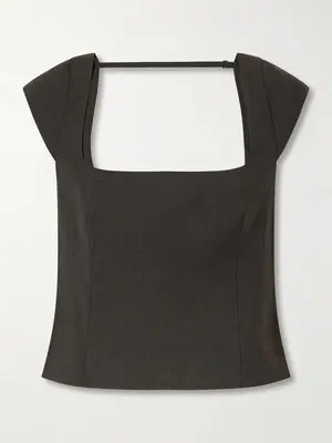 ST. AGNI Open-back Wool-blend Blouse - Gray