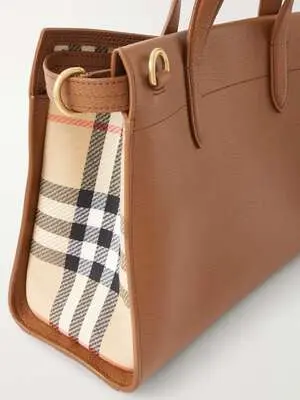 Burberry Cotswolds Small Checked Canvas-trimmed Leather Tote