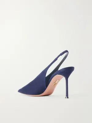 AQUAZZURA Voltaire 85 Suede Slingback Pumps - Blue