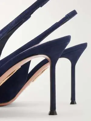 AQUAZZURA Voltaire 85 Suede Slingback Pumps