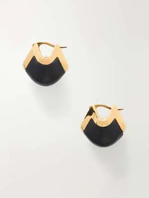 Khaite Lotus -plated And Leather Drop Earrings - Gold
