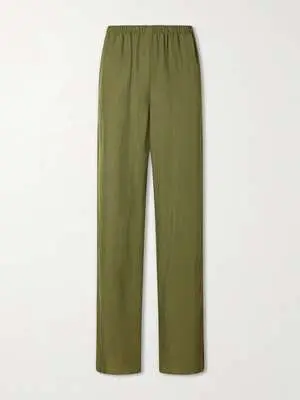 Theory Crepon Wide-leg Pants - Green