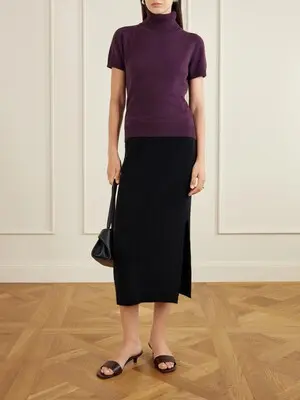 ALLUDE Ribbed Wool And Cashmere-blend Midi Skirt