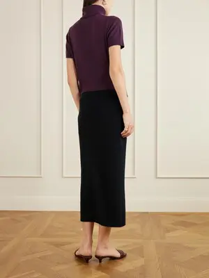 ALLUDE Ribbed Wool And Cashmere Blend Midi Skirt