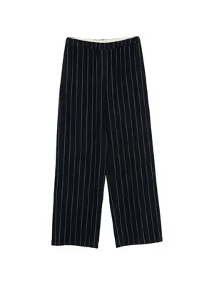 ALYSI Wool Striped Wide-leg Trousers - Blue