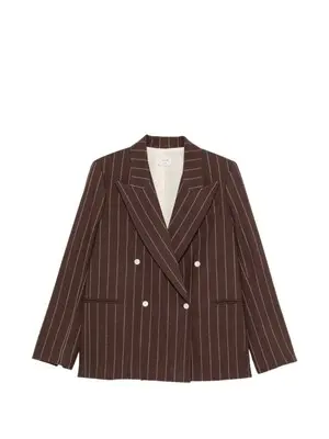 ALYSI Wool Striped Double-breasted Jacket