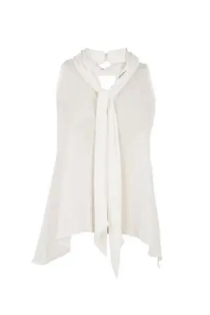 CONQUISTA Neutrals Tie Detail Sleeveless Top Ecru - Beige