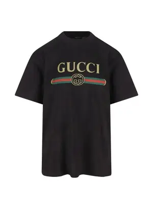Gucci Logo Cotton T-shirt - Black