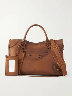 Balenciaga Le City Crinkled-leather Shoulder Bag - Brown