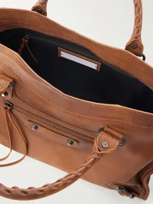 Balenciaga Le City Crinkled-leather Shoulder Bag - Brown