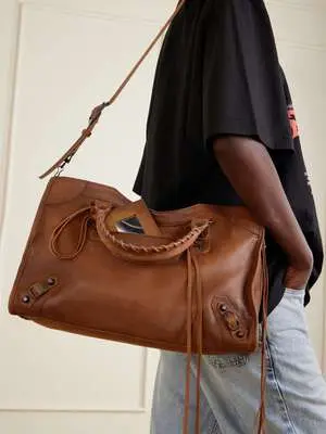 Balenciaga Le City Crinkled-leather Shoulder Bag