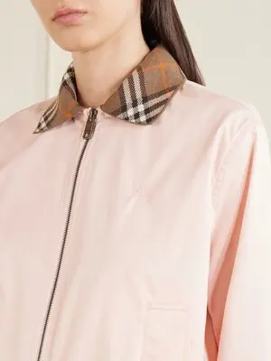 Burberry Hayfield Knitted Check-trimmed Cotton-poplin Bomber