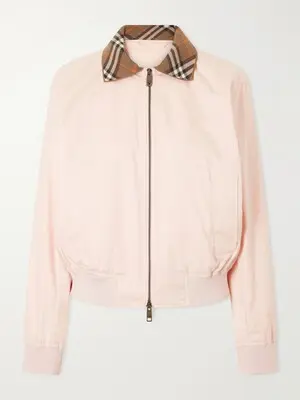 Burberry Hayfield Knitted Check-trimmed Cotton-poplin Bomber
