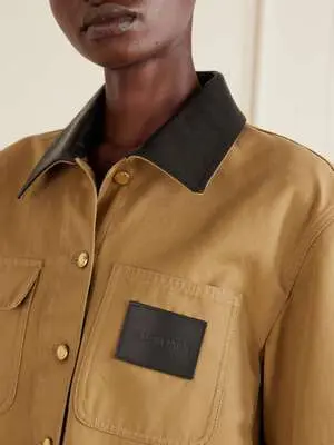 Balenciaga Cropped Leather-trimmed Cotton-canvas Jacket