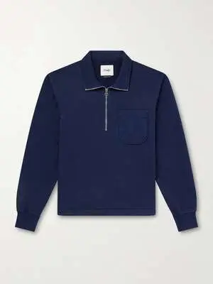 DRAKE'S Cotton-jersey Half-zip Sweatshirt