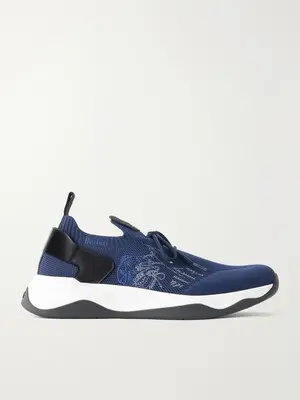 Berluti Shadow Logo-embroidered Sneakers - Blue