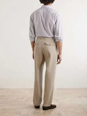 THE ROW Tomasino Straight-leg Pleated Cotton-twill Trousers