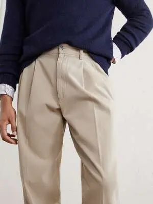 THE ROW Tomasino Straight-leg Pleated Cotton-twill Trousers