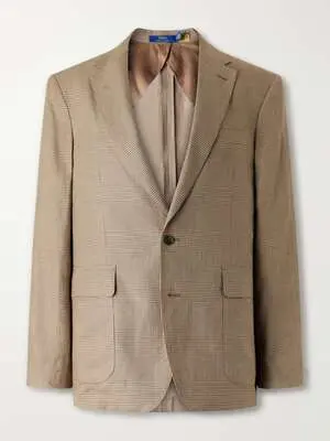 Polo Ralph Lauren Houndstooth Linen-blend Blazer - Beige