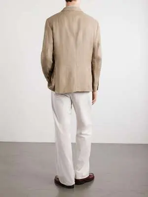 Polo Ralph Lauren Houndstooth Linen-blend Blazer - Beige