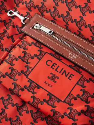 Celine Leather-trimmed Triomphe-printed Shell Tote Bag